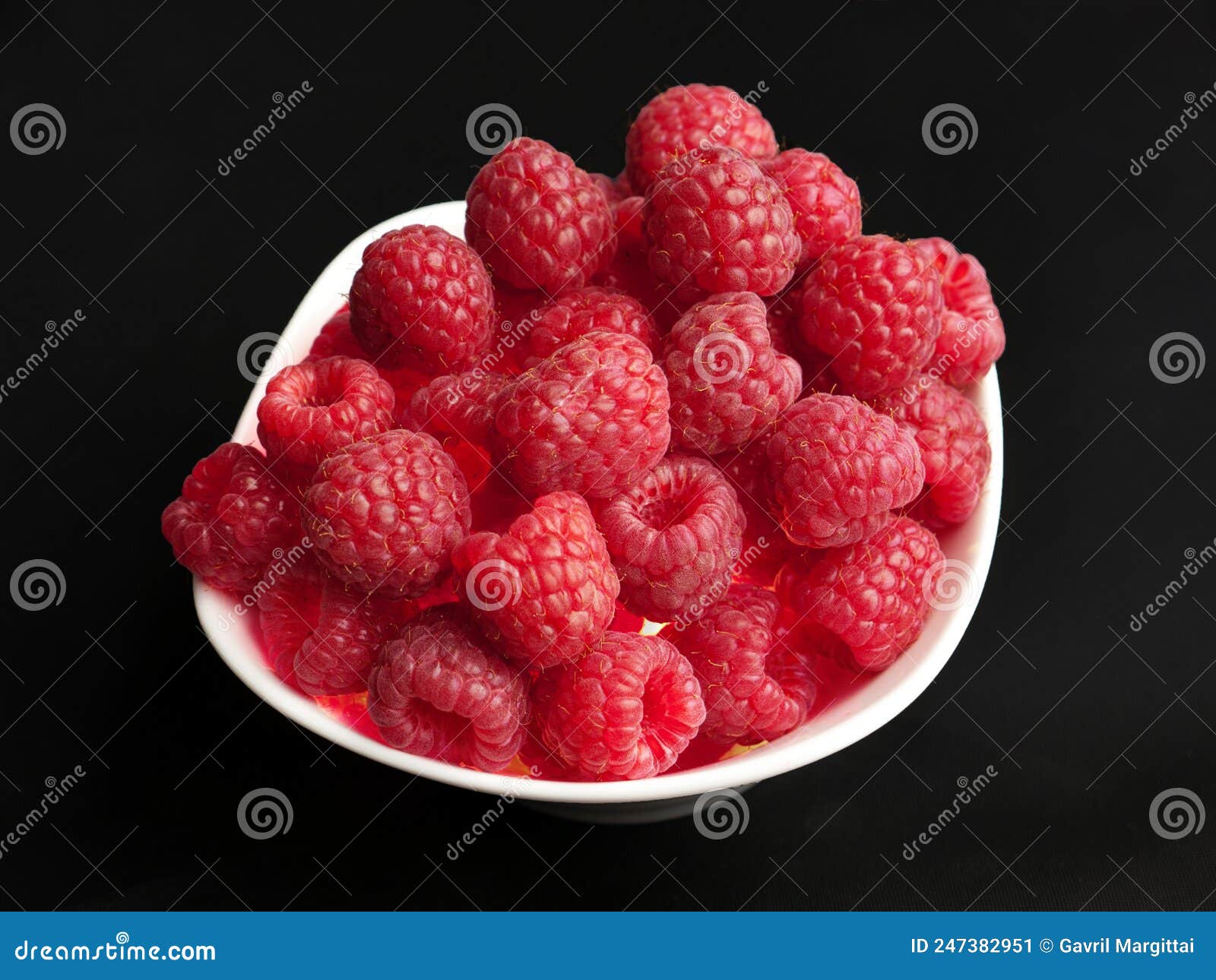 Fresh Beautiful Raspberries in a White Bowl Stock Image - Image of ...