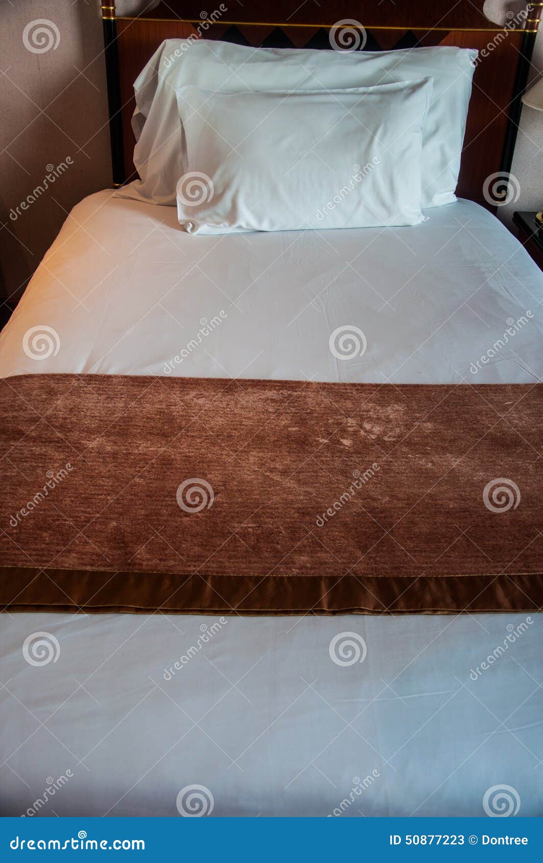 Fresh bed in hotel room stock image. Image of simply - 50877223
