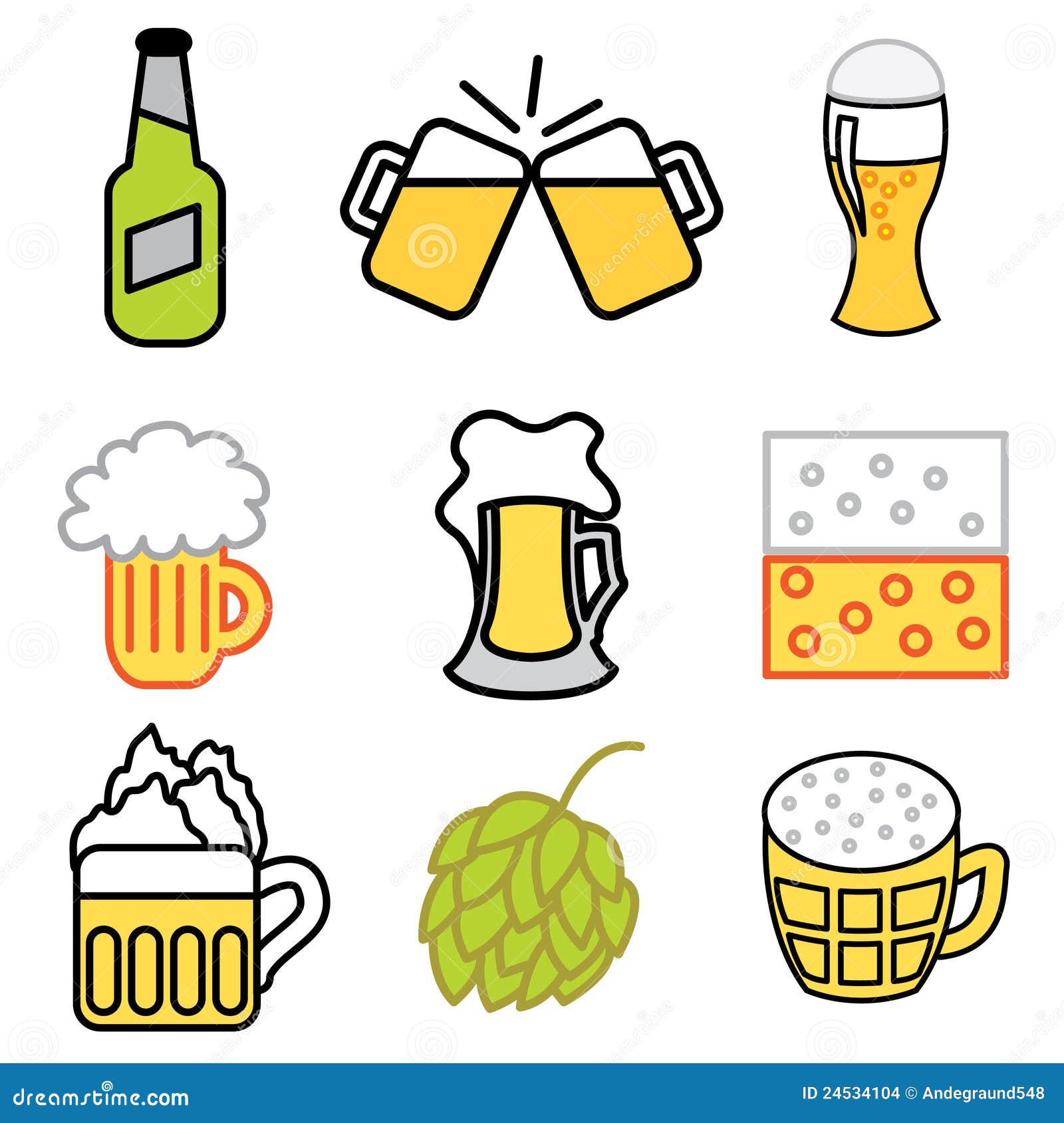 Fresh beer icons stock vector. Illustration of silhouette - 24534104