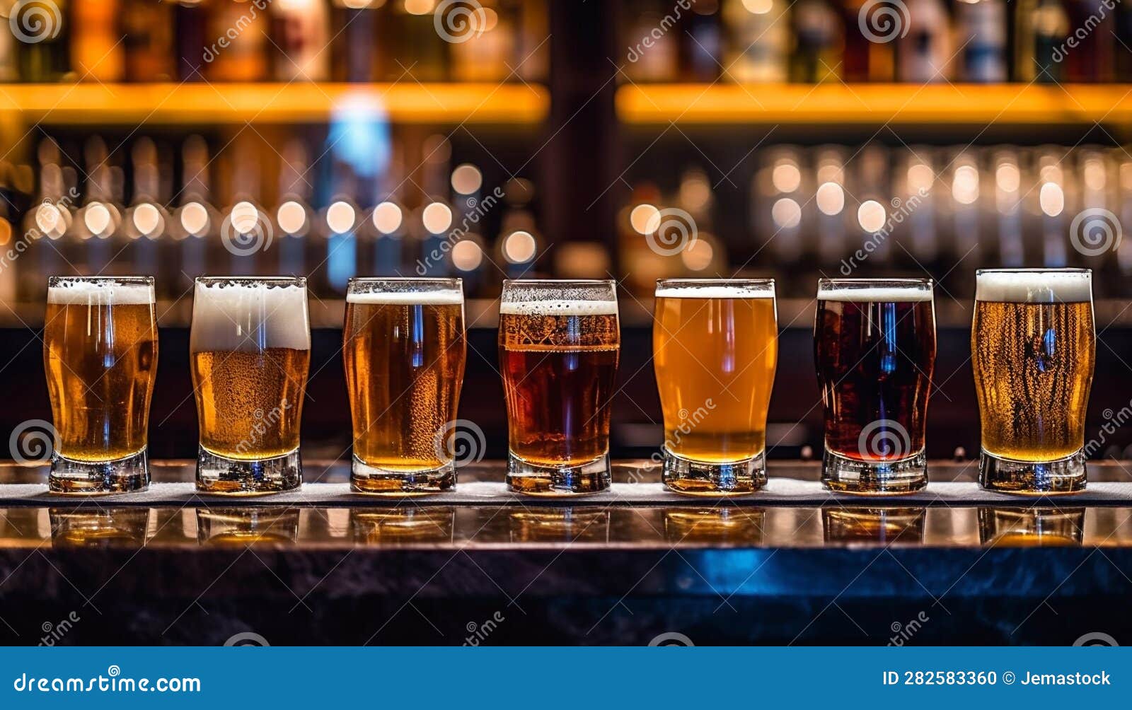 Fresh Beer in Pint Glass on Bar Counter, Perfect for Celebration ...
