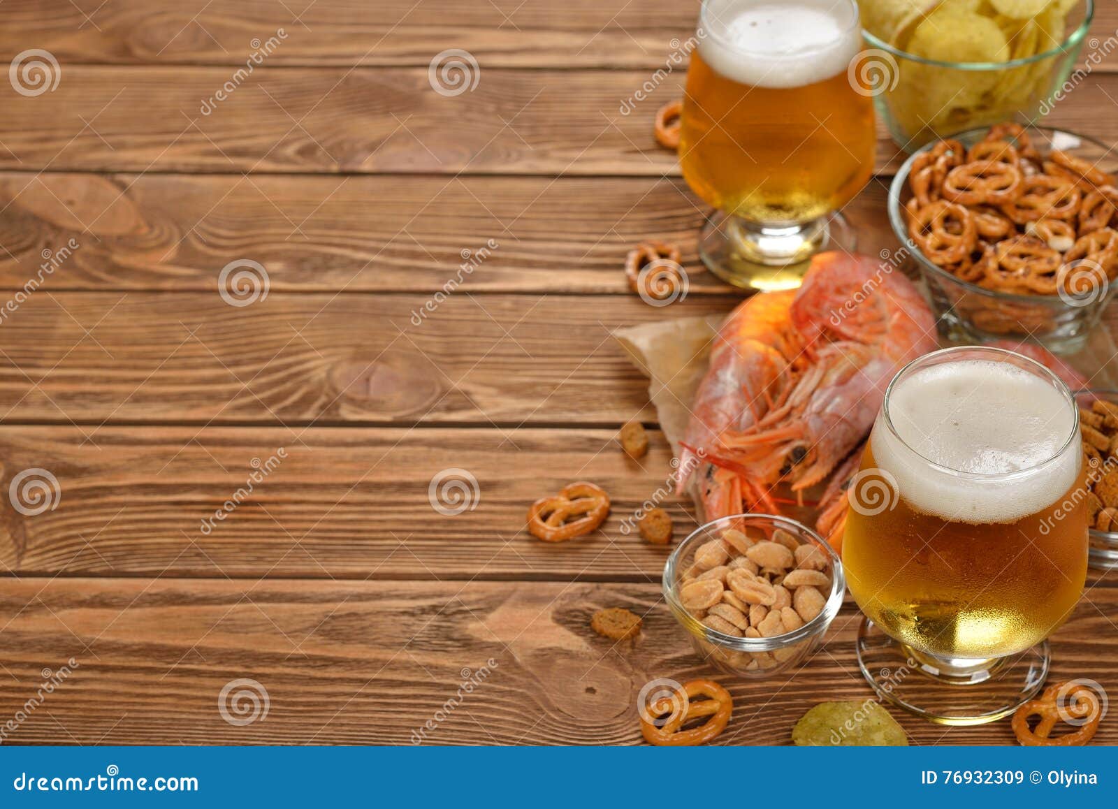 Fresh beer and snacks stock image. Image of pretzel, edible - 76932309