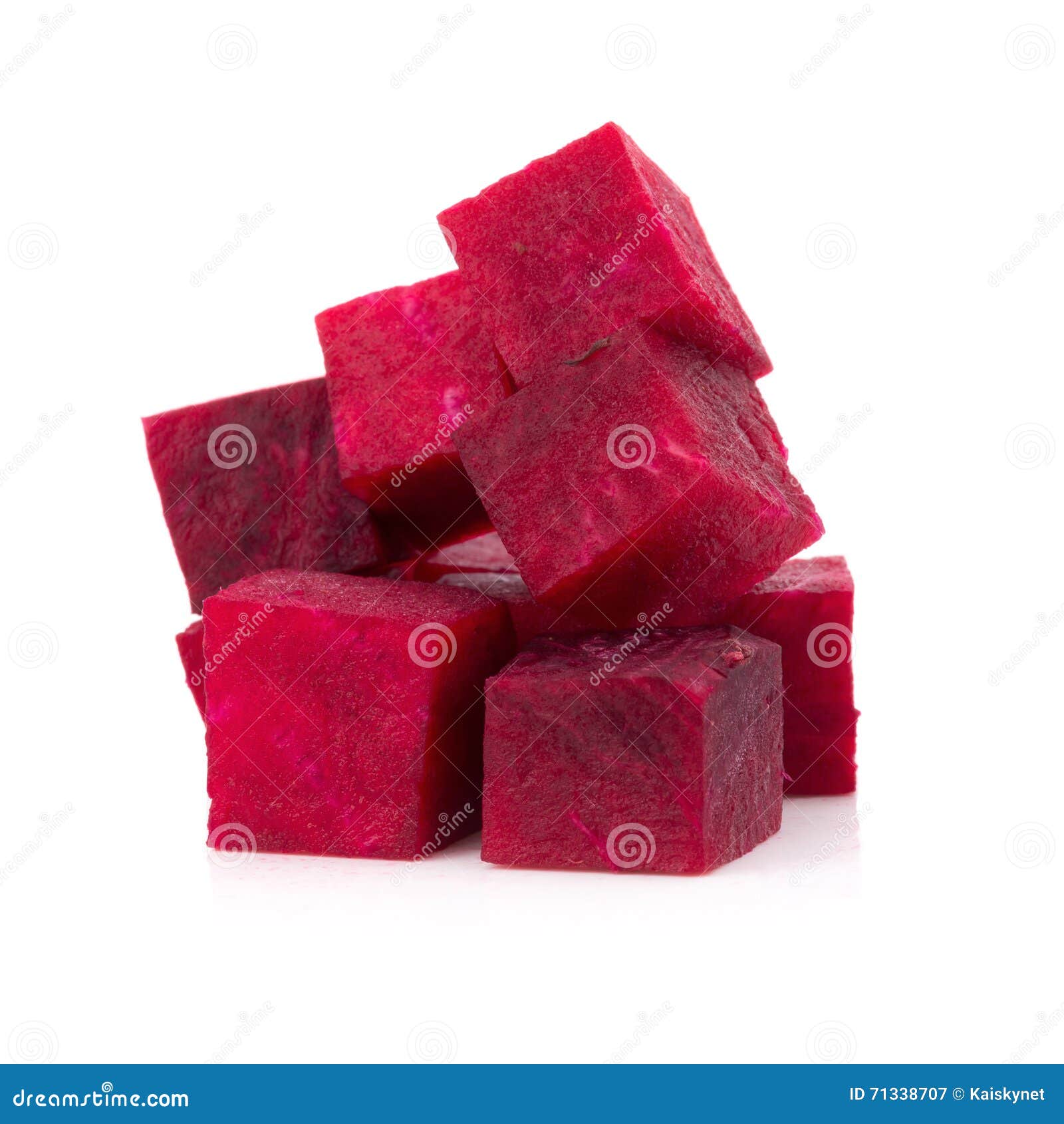 Fresh Beetroot Cube Slices Closeup on White Background Stock Image ...