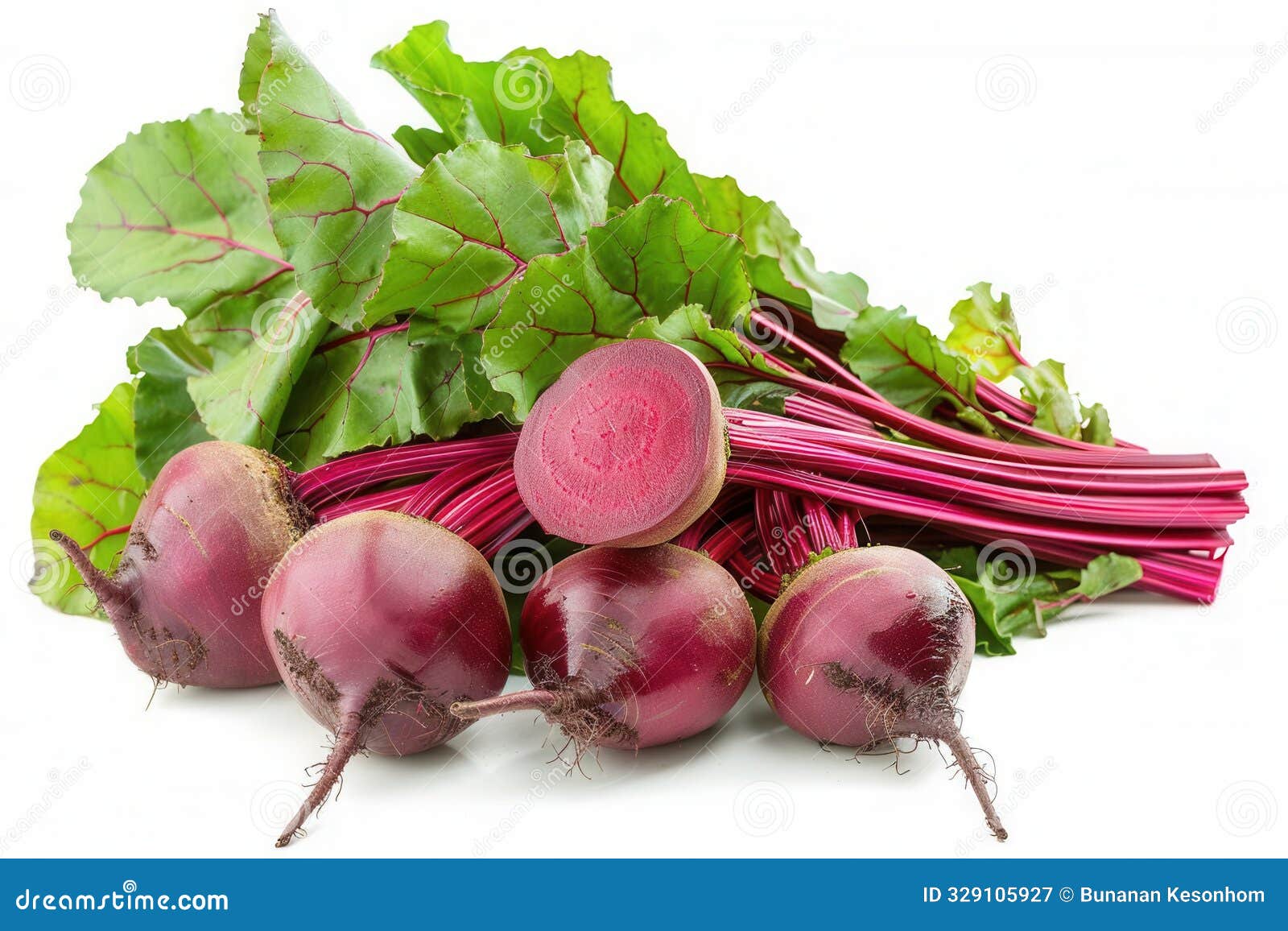 Fresh Beets with Leaves, Deep Red Color, Isolated White Background ...