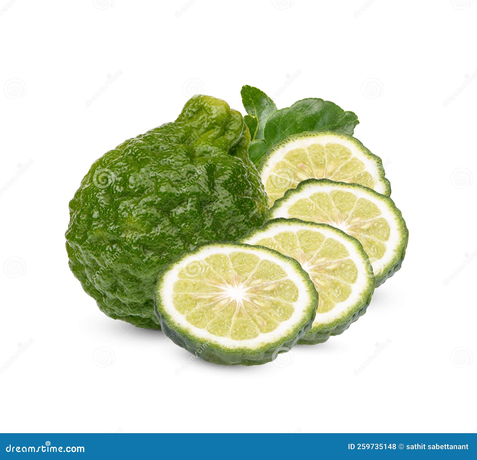 Fresh Begamot with Leaves Isolated on White Background Stock Photo ...