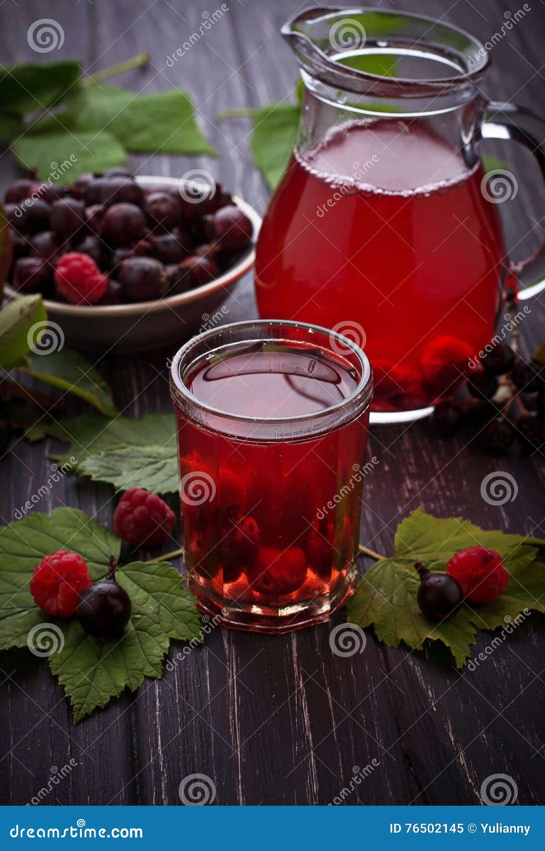 Fresh Berry Drink with Black Currant and Raspberries Stock Image ...