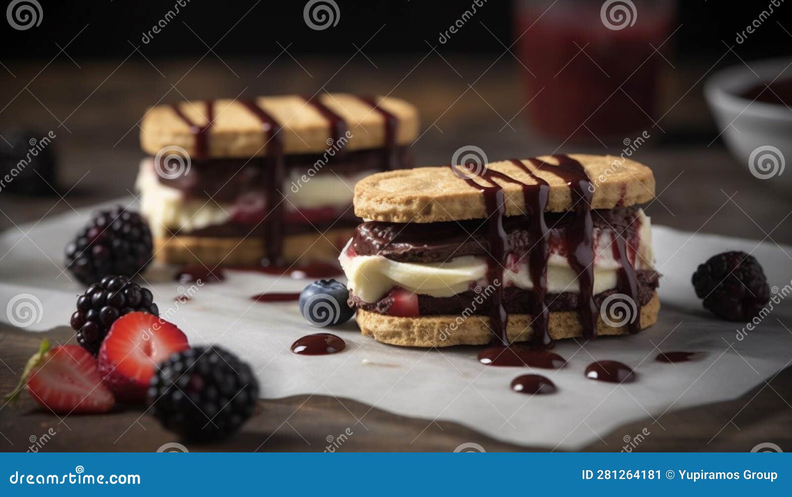 Fresh Berry Stack on Rustic Wood Plate, Indulgent Dessert Indulgence ...
