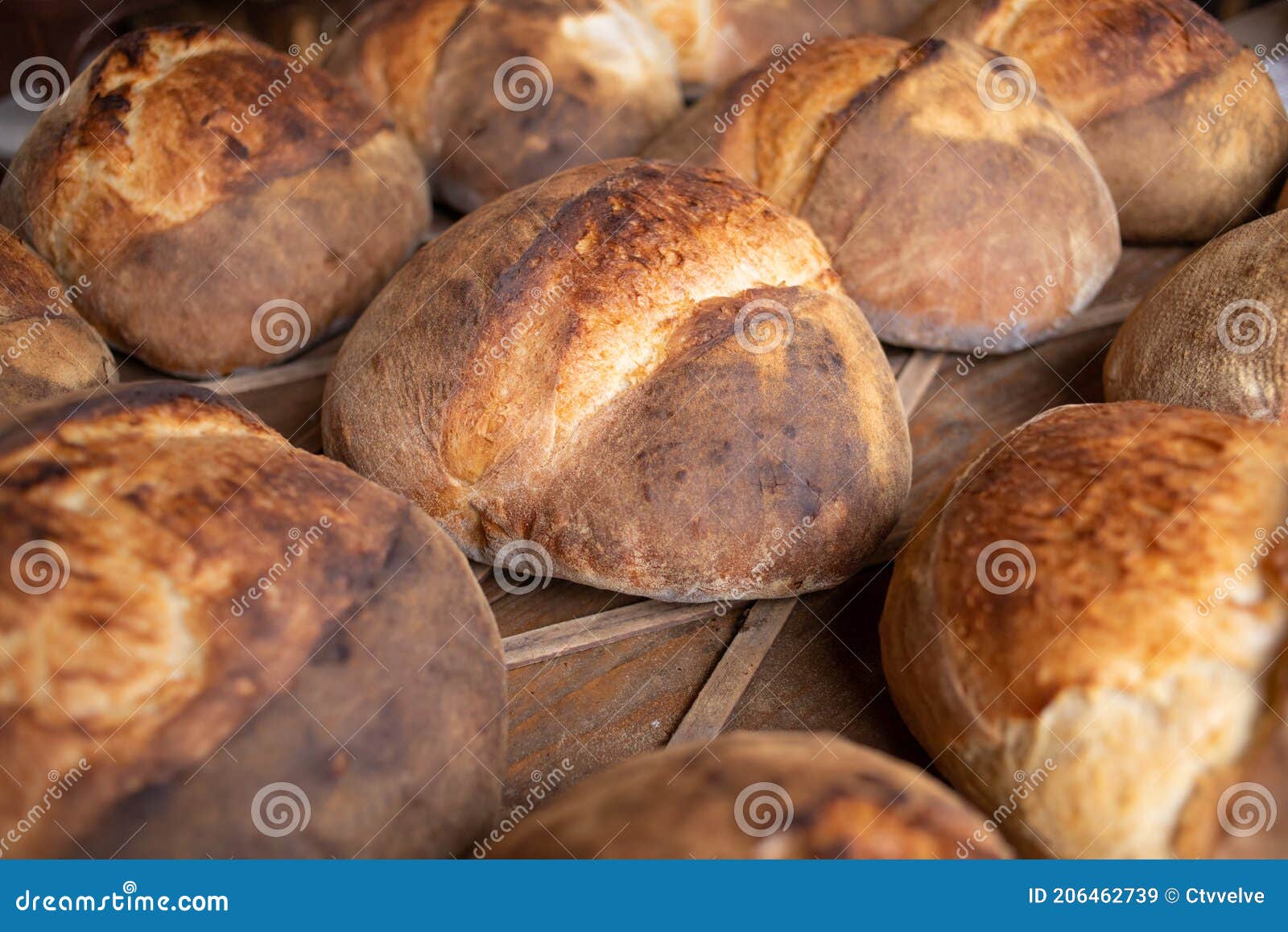 Fresh Big Breads on the Table Stock Image - Image of bakery, breakfast ...