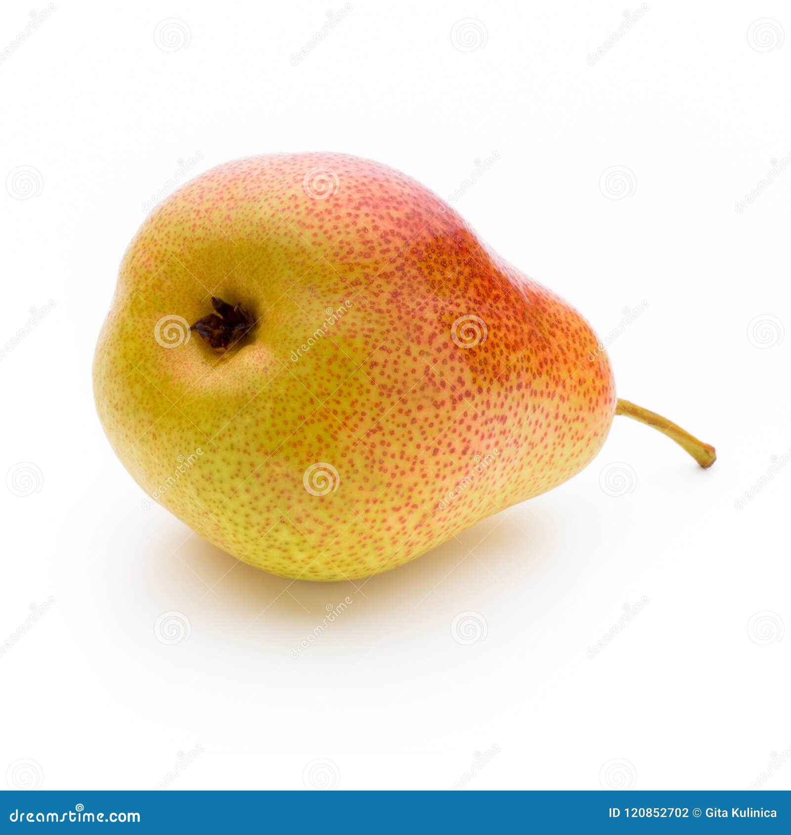 Fresh Bio Pear with Leaves on Isolated White Background. Stock Photo ...