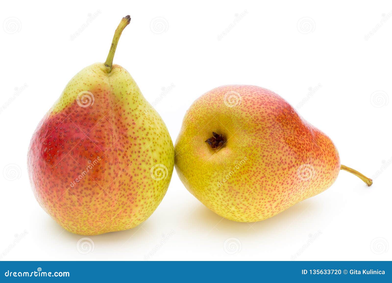 Fresh Bio Pear with Leaves on Isolated White Background Stock Photo ...