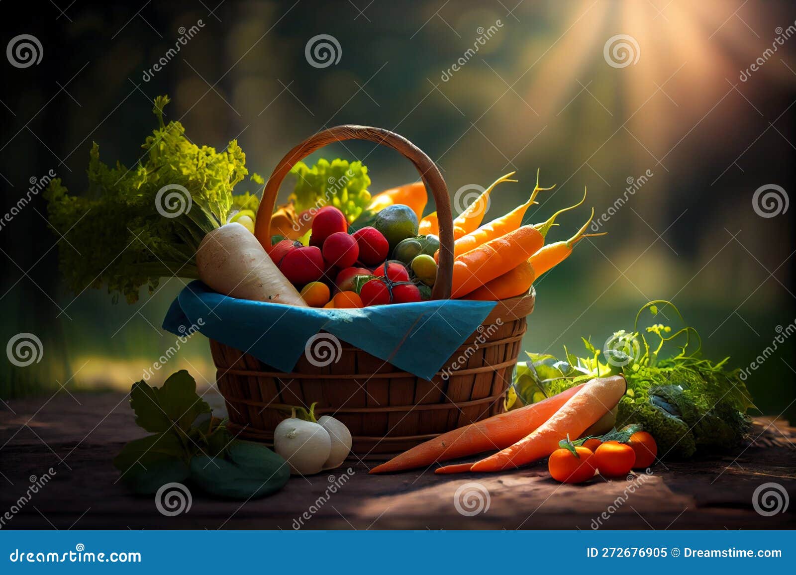 Fresh Bio Vegetable in a Basket Over Nature Background, AI Generated ...
