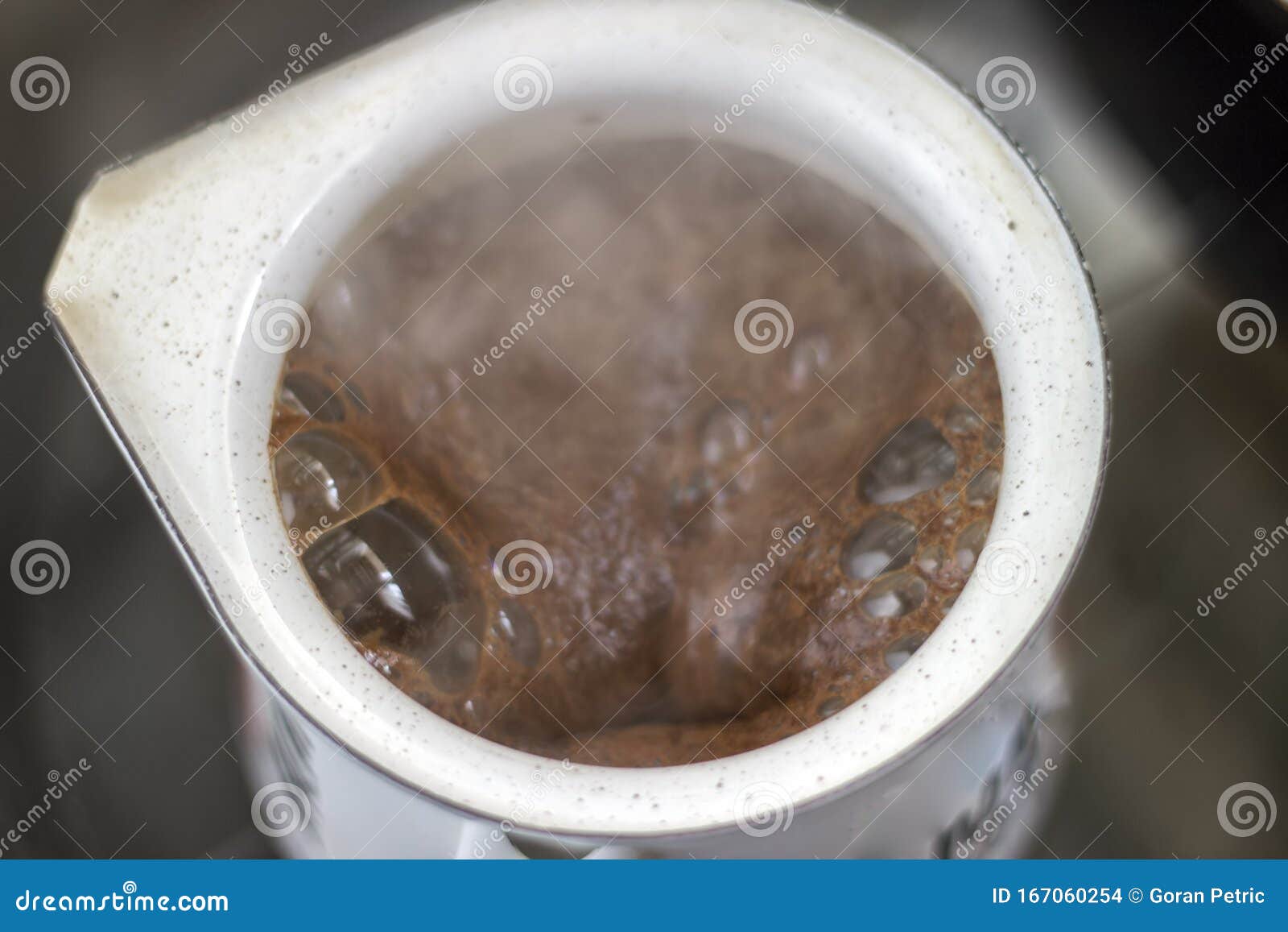 Fresh Black Coffee Boiling in the Pot Stock Photo - Image of natural ...