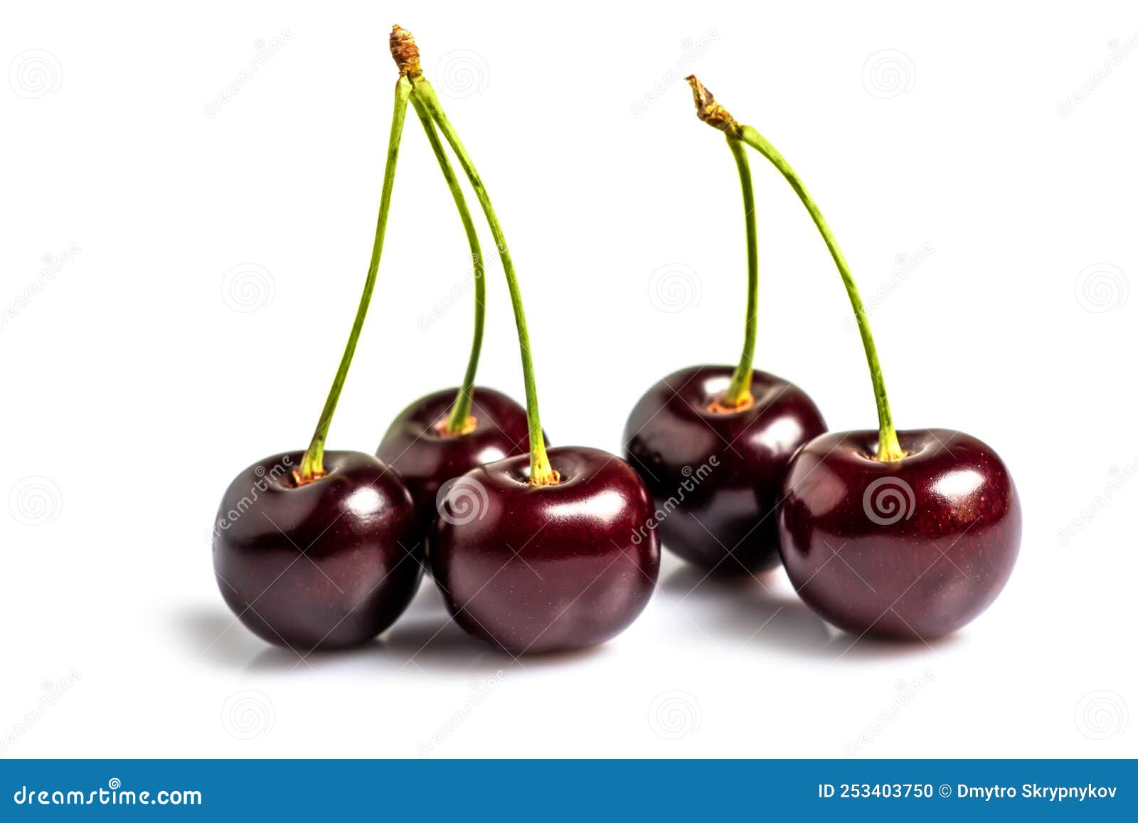 Fresh Black Sweet Cherry Fruit on White Background Stock Photo - Image ...