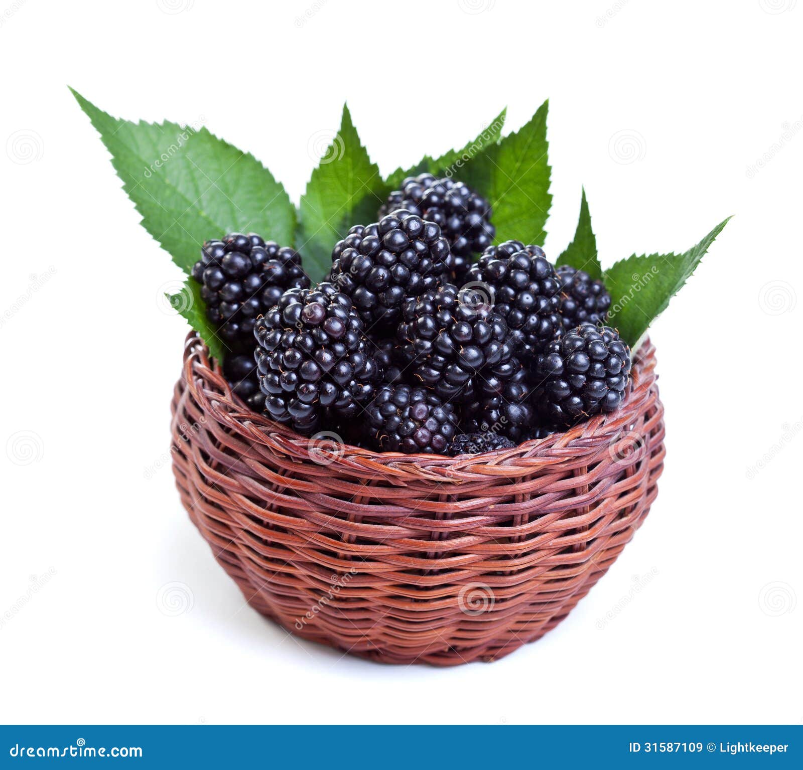 Fresh Blackberries in Small Basket Stock Image - Image of food ...