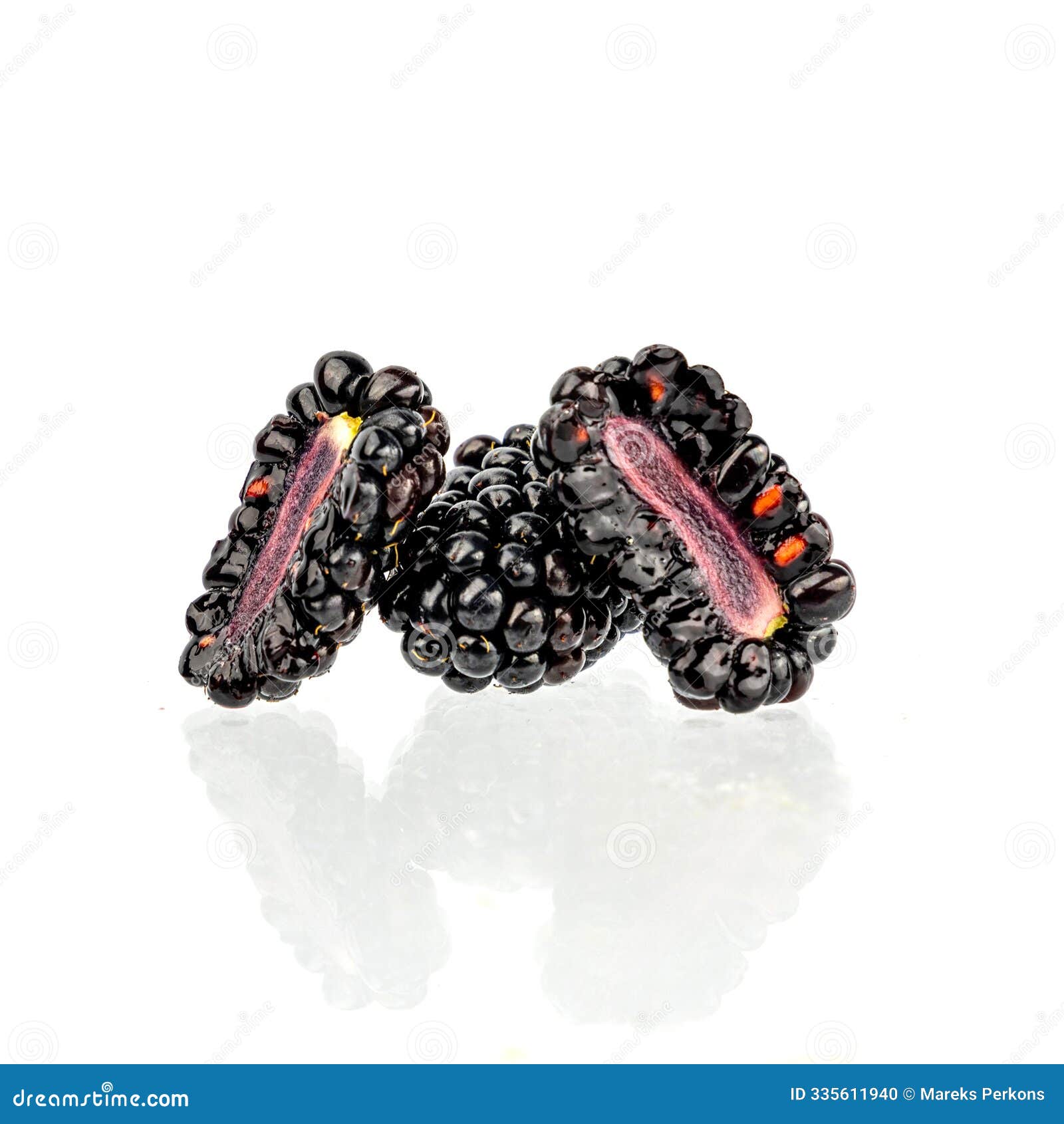 Fresh Blackberry Cut in Half Isolated on White Background Stock Photo ...