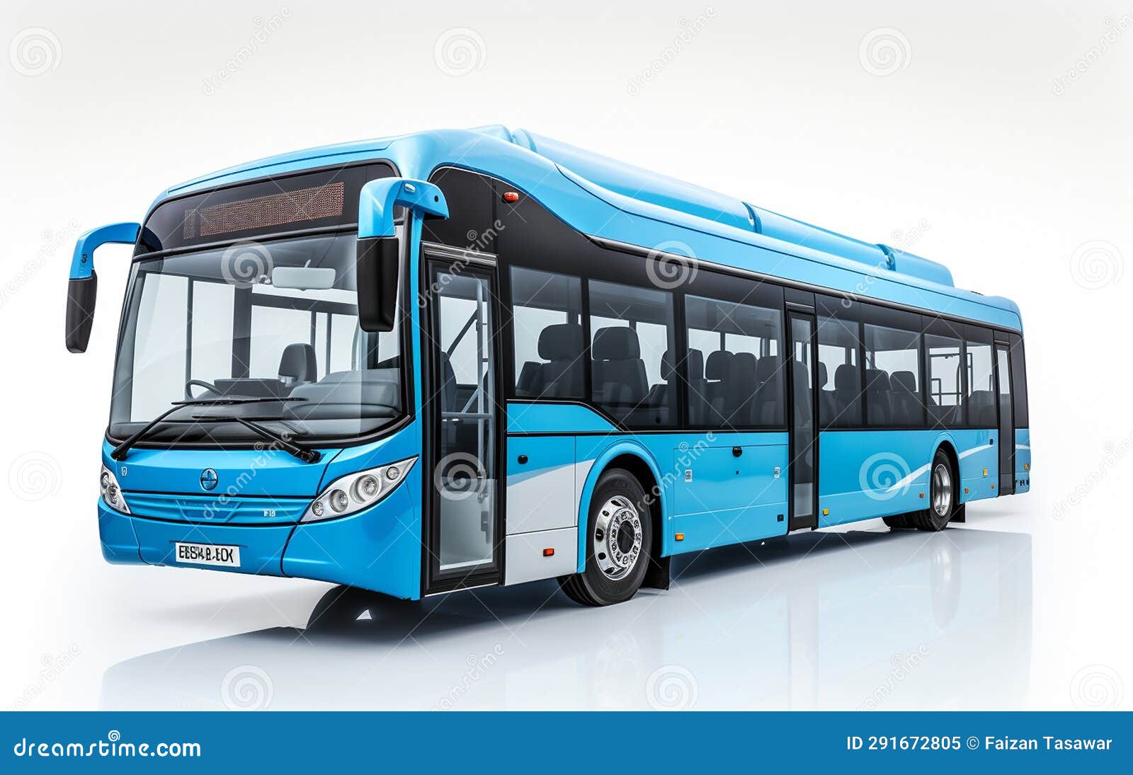 "a Fresh Blue Bus on a White Background -Generative Ai Stock ...