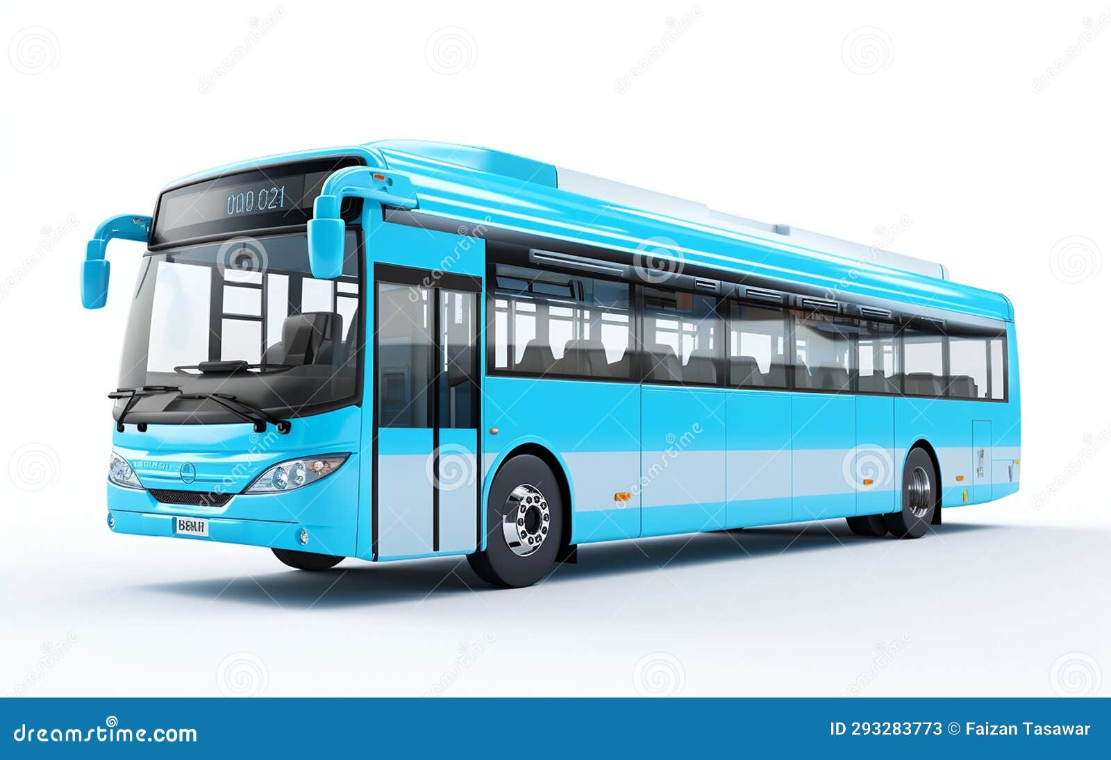 "a Fresh Blue Bus on a White Background -Generative Ai Stock ...