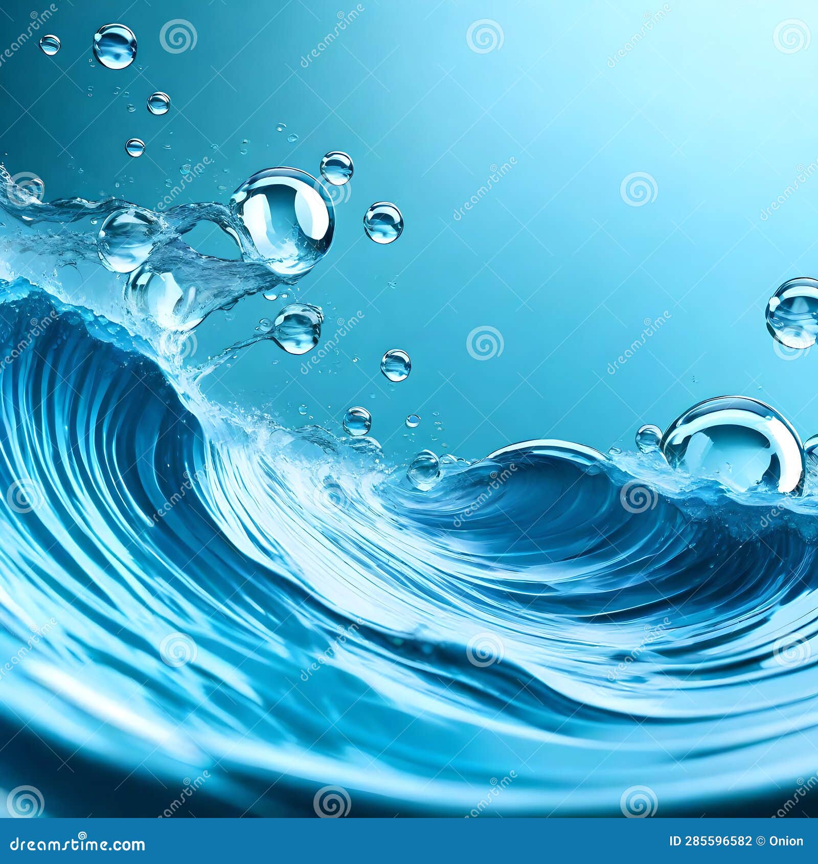 Fresh Blue Wave Of Water Background - Ai Generated Image Stock ...