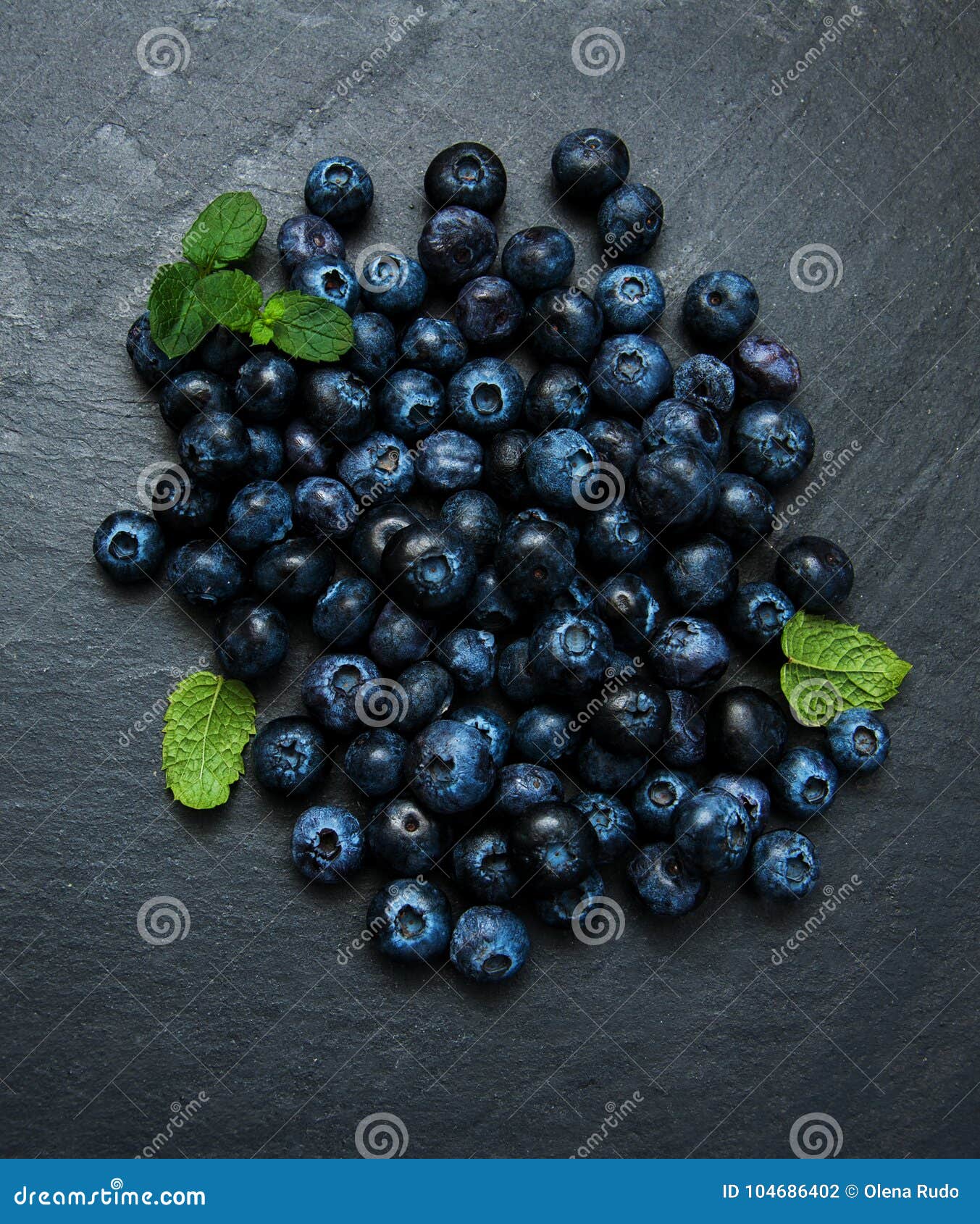 Fresh Blueberries on a Stone Background Stock Photo - Image of ...