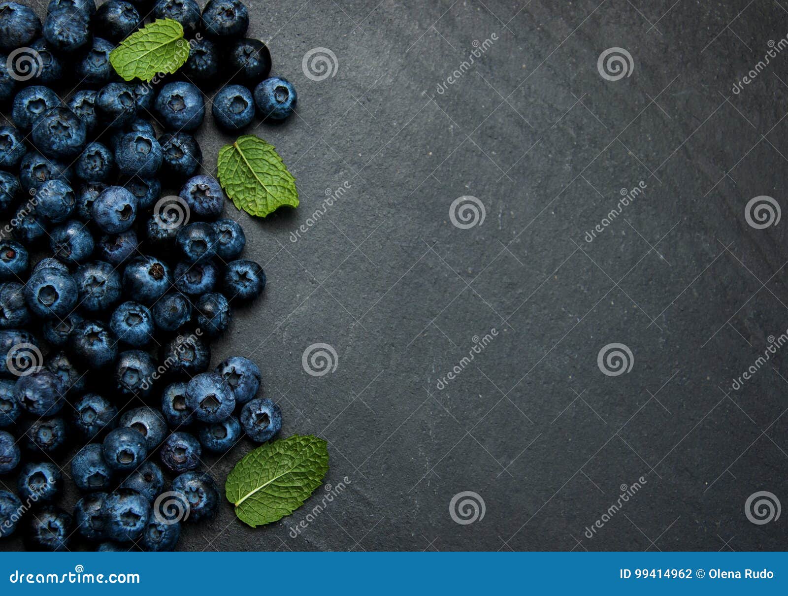 Fresh Blueberries on a Stone Background Stock Photo - Image of ...