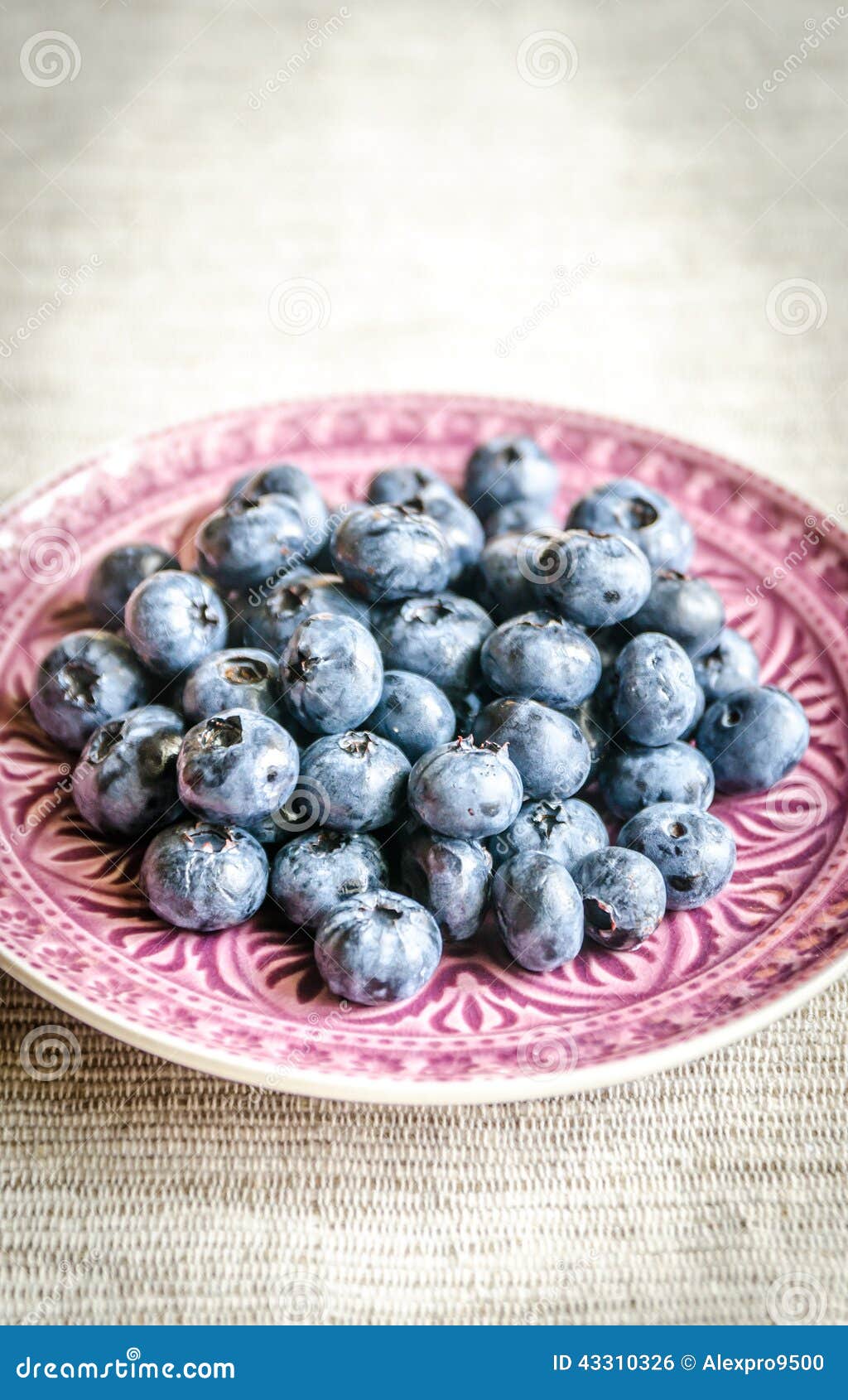 Fresh Blueberries On The Decorated Plate Stock Photo - Image of ...