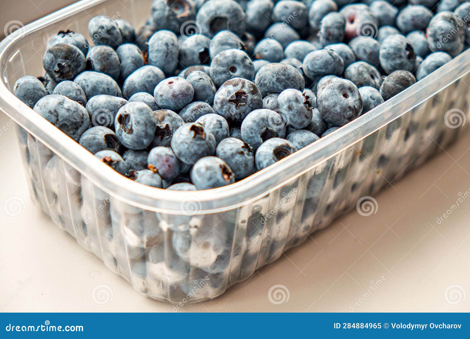 Fresh Blueberries from the Forest in a Plastic Container on a White ...