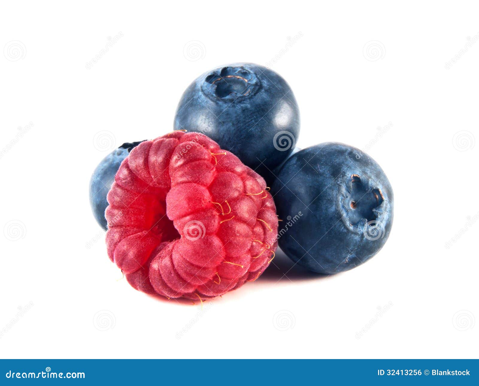 Fresh Blueberries, Raspberry Isolated on White Stock Photo - Image of ...