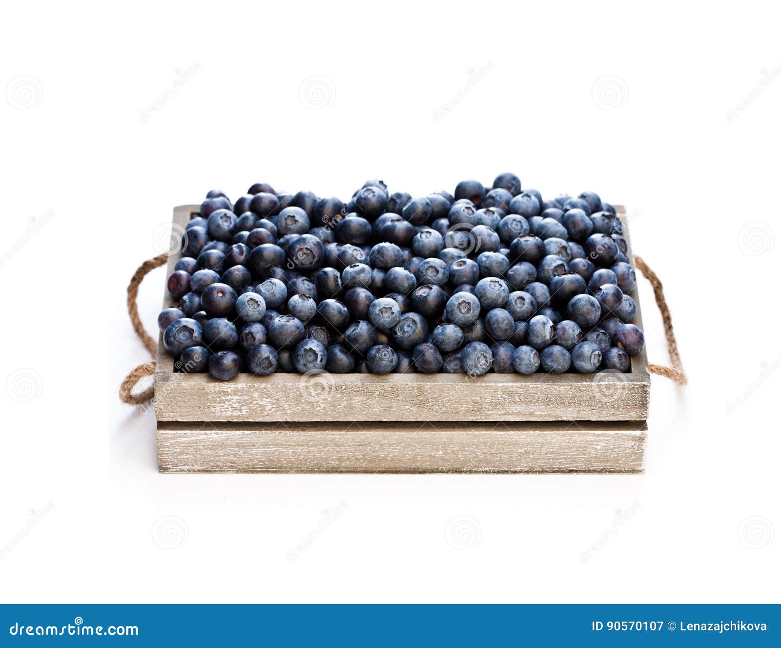 Fresh Blueberries in a Wooden Box Isolated on White Background Stock ...