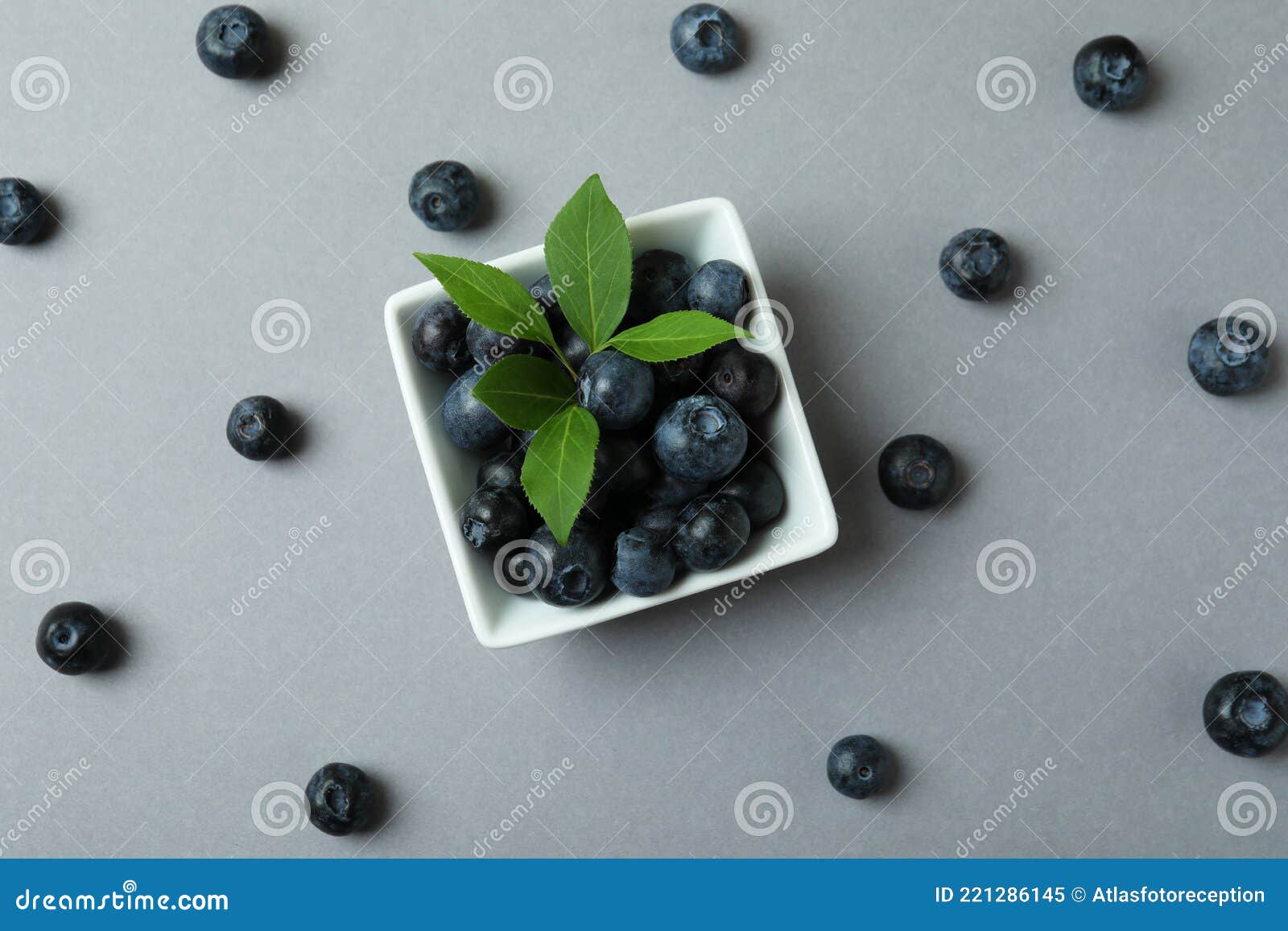 Fresh Blueberry with Leaves on Gray Background Stock Image - Image of ...