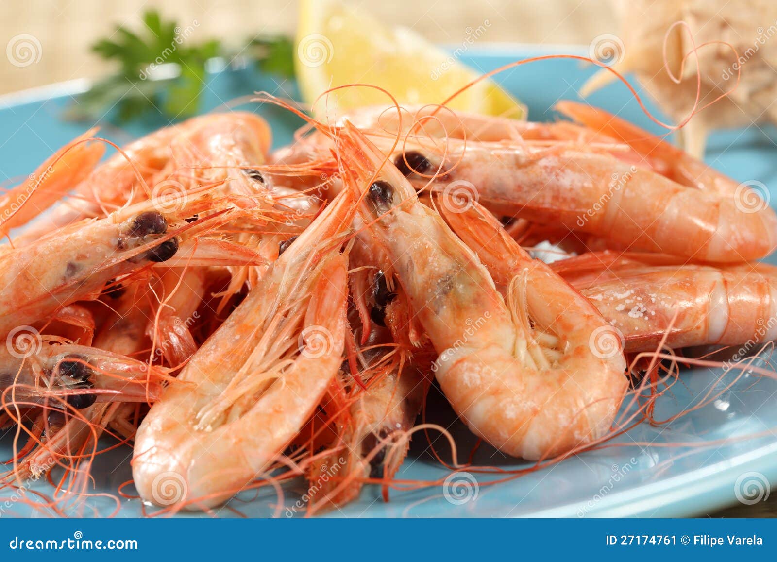 Fresh boiled prawns stock image. Image of plate, dinner - 27174761