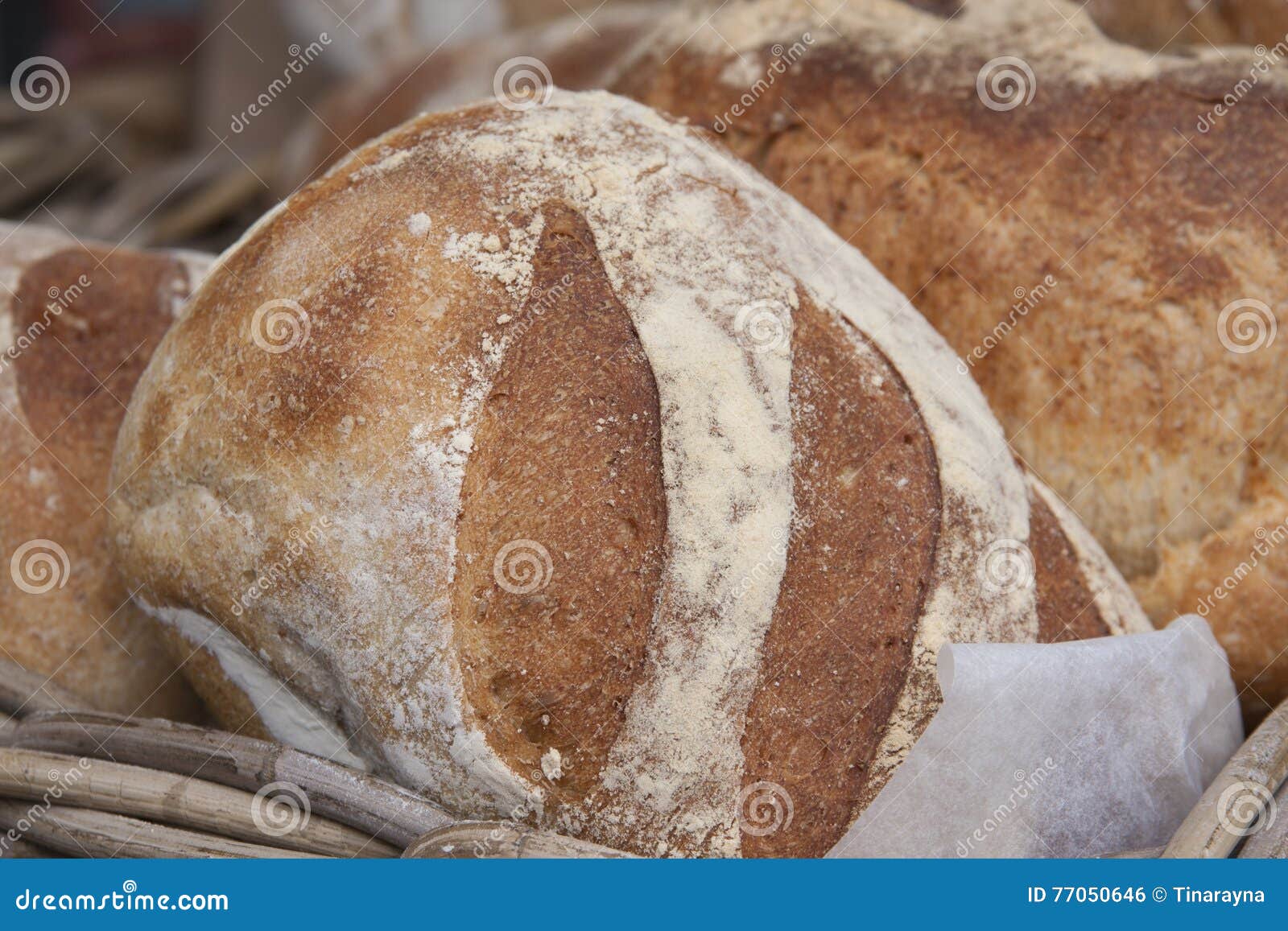 Fresh bread in a bakery stock photo. Image of loaf, organic - 77050646
