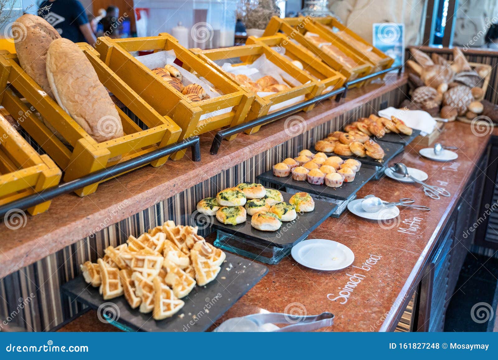 Fresh bread in bakery shop stock photo. Image of meal - 161827248