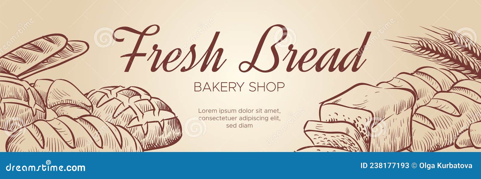Fresh Bread Banner Template. Horizontal Bakery Advertising Stock Vector ...