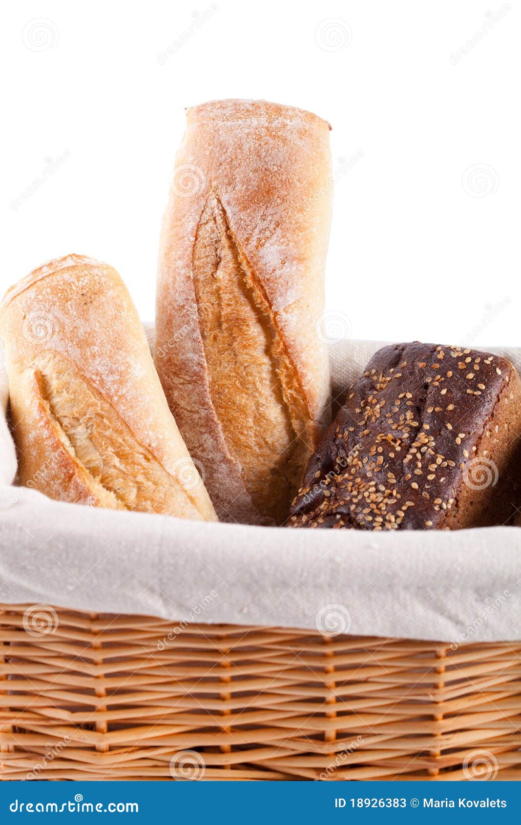 Fresh bread in a basket stock image. Image of pastry - 18926383