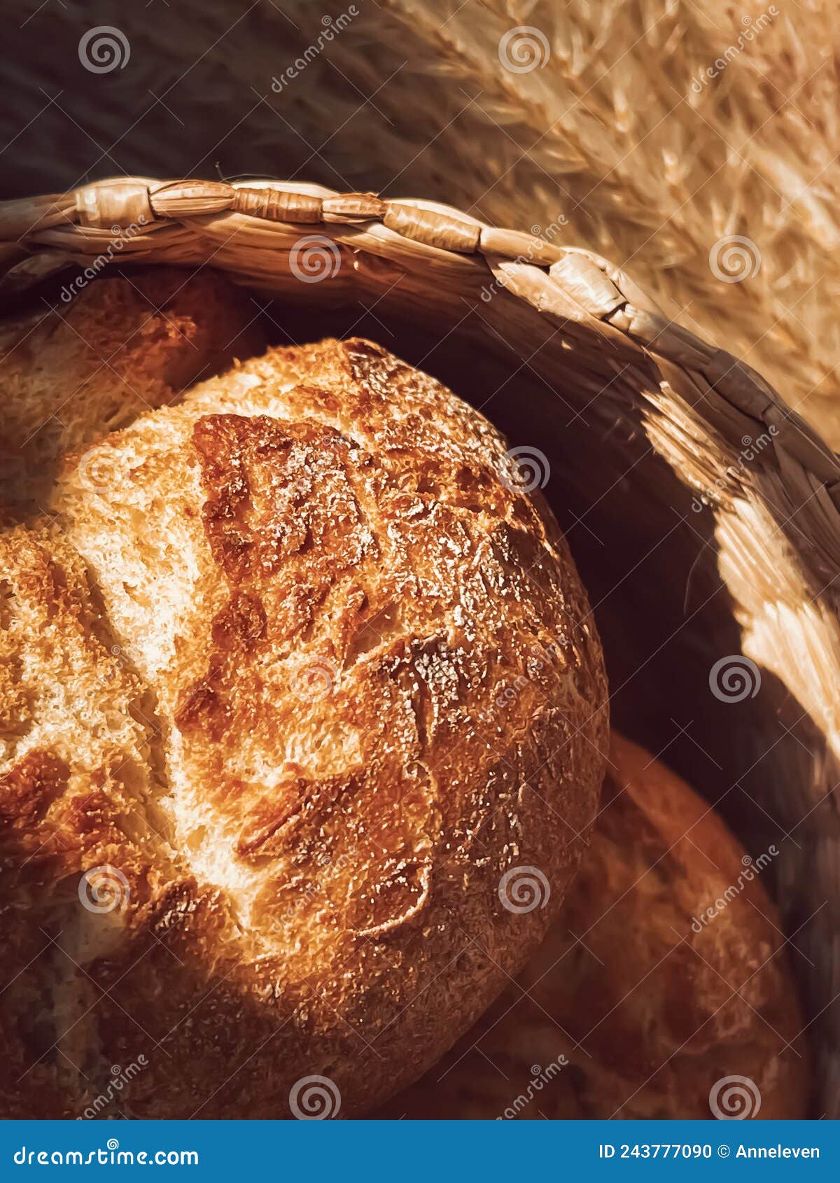 Fresh Bread in a Basket, Rustic Style Food Stock Photo - Image of ...