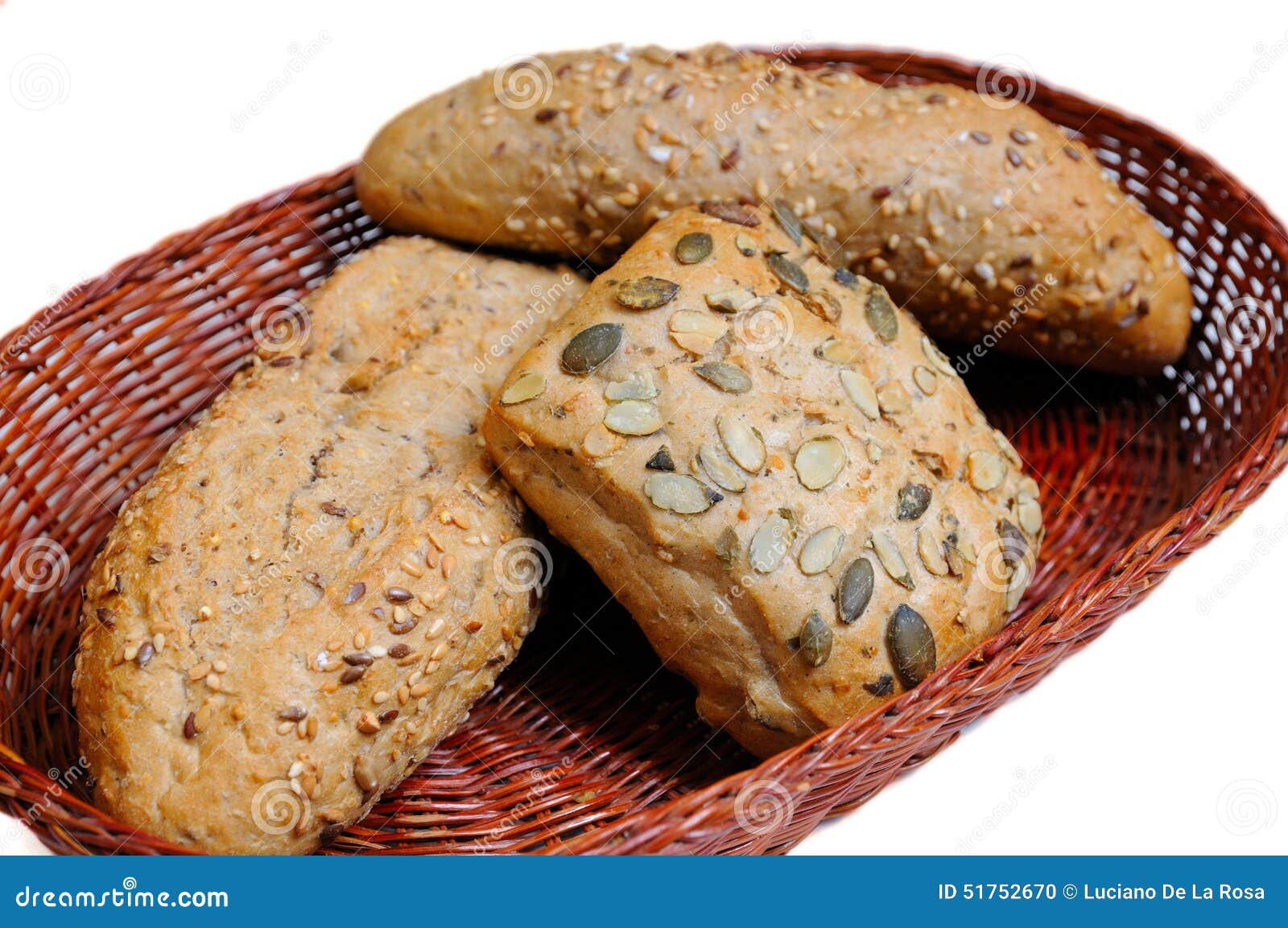 Fresh bread in a basket stock photo. Image of breakfast - 51752670