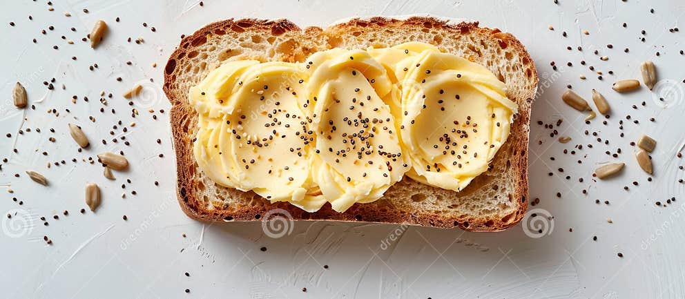 Fresh Bread with Butter and Seeds Stock Photo - Image of bread, meal ...