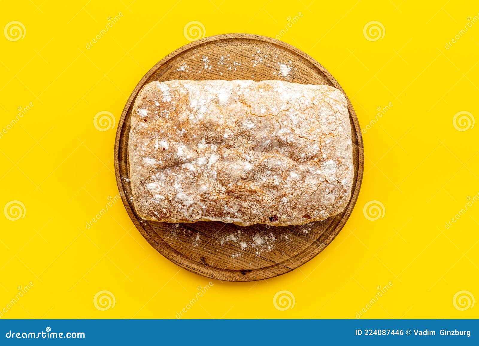 Fresh Bread Ciabatta Loaf Top View. Bakery Background Stock Photo ...