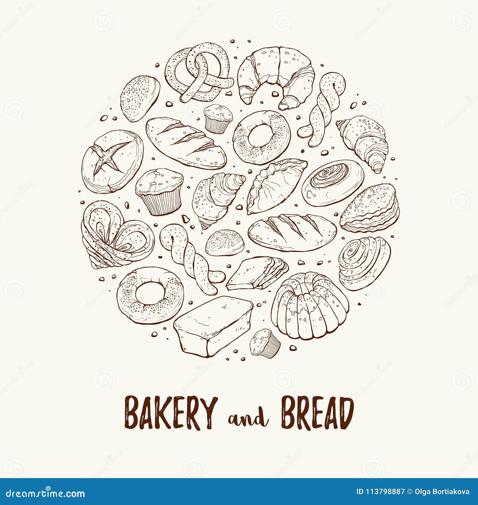 Fresh bread circle poster stock vector. Illustration of card - 113798887