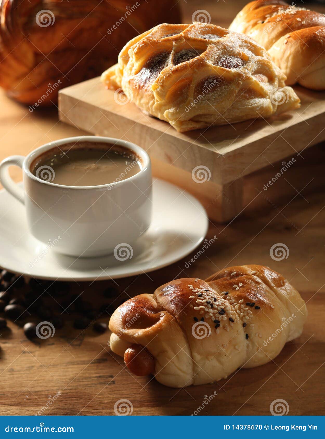 Fresh bread and coffee stock photo. Image of saucer, fresh - 14378670
