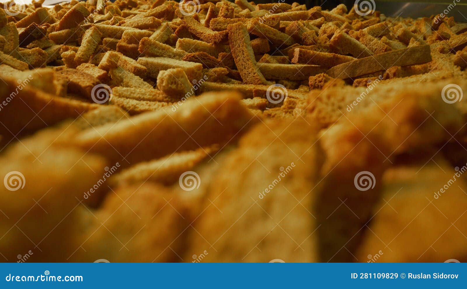 Fresh Bread Crackers on the Conveyor. the Process of Making Bread ...