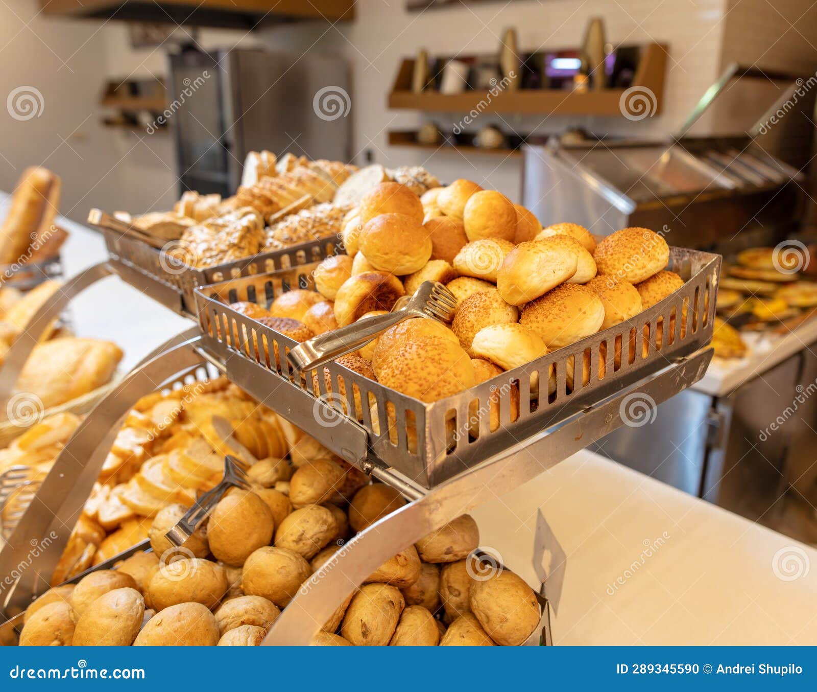 Fresh Bread on Display in a Restaurant Stock Photo - Image of menu ...