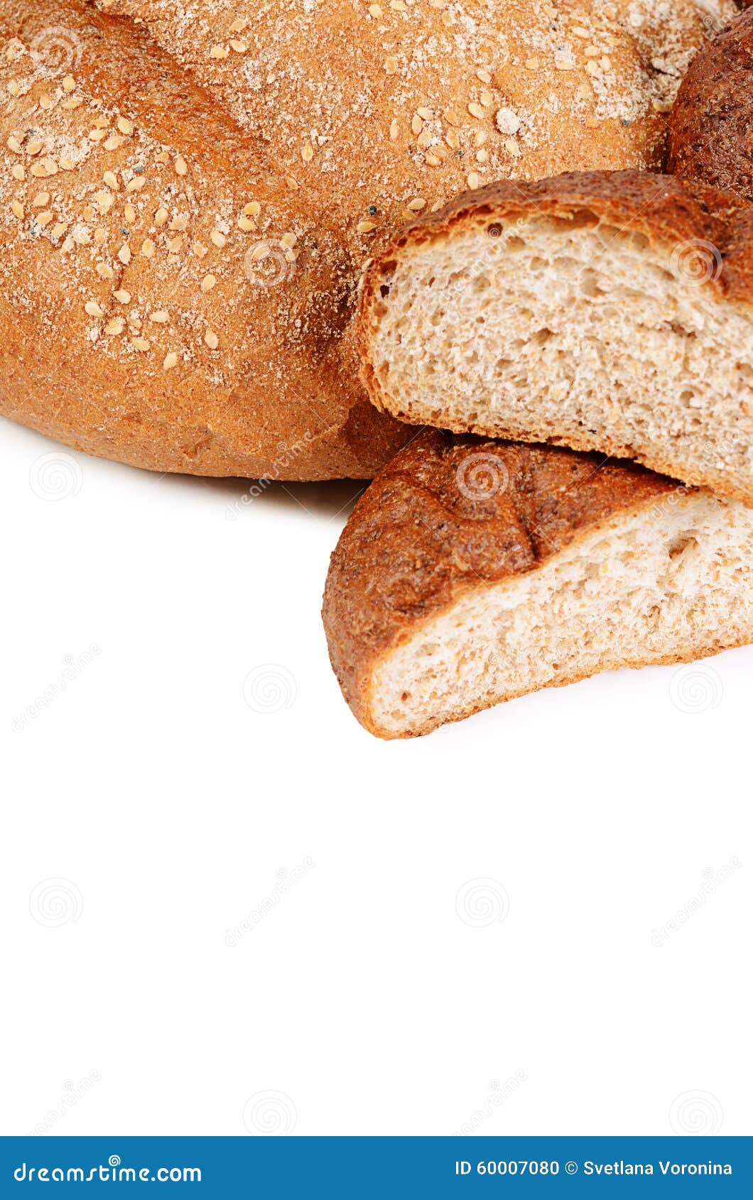 Fresh Bread Isolated on a White Background Stock Photo - Image of grain ...