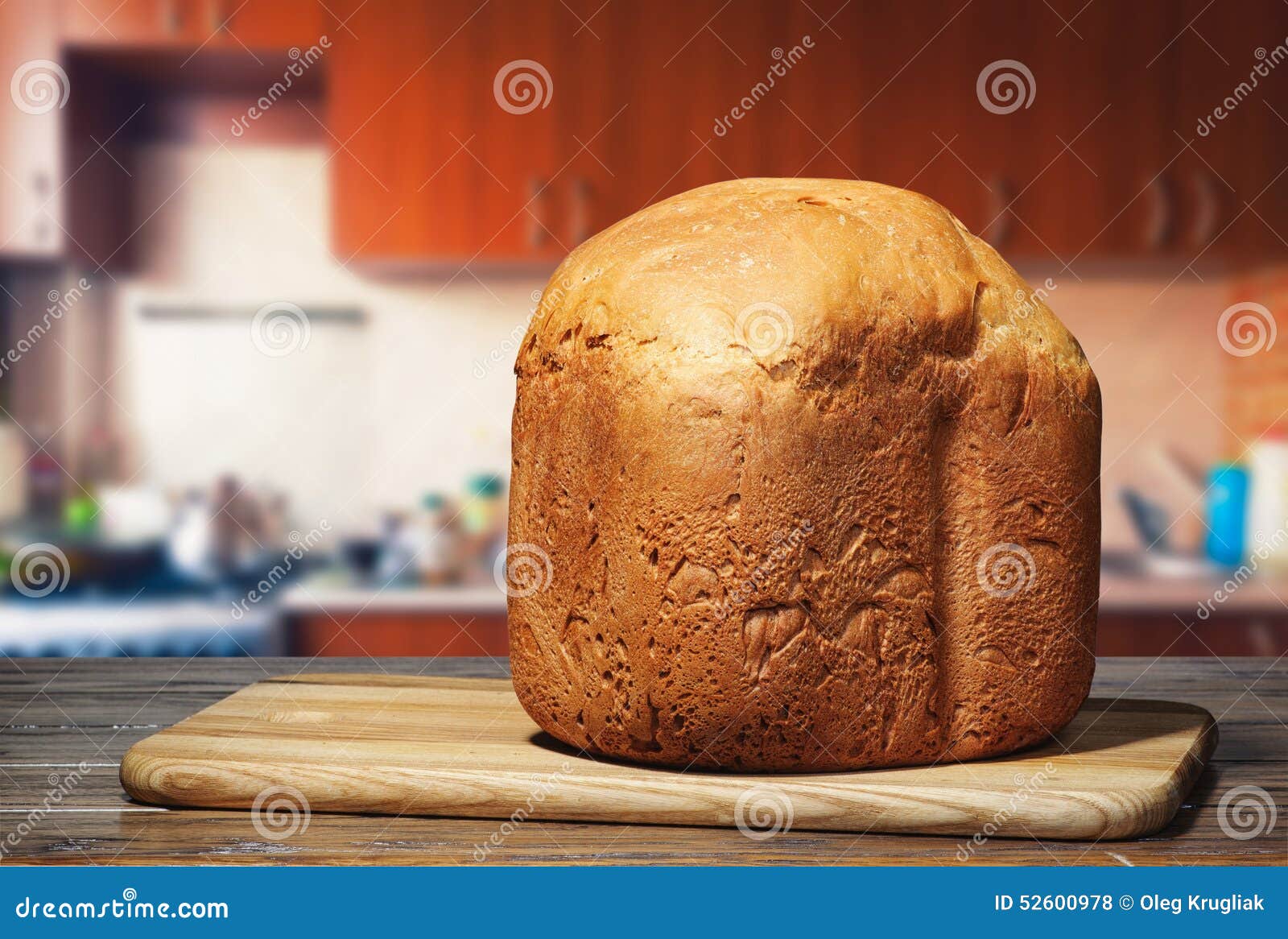 Fresh Bread on the Kitchen Table Stock Photo - Image of horizontal ...