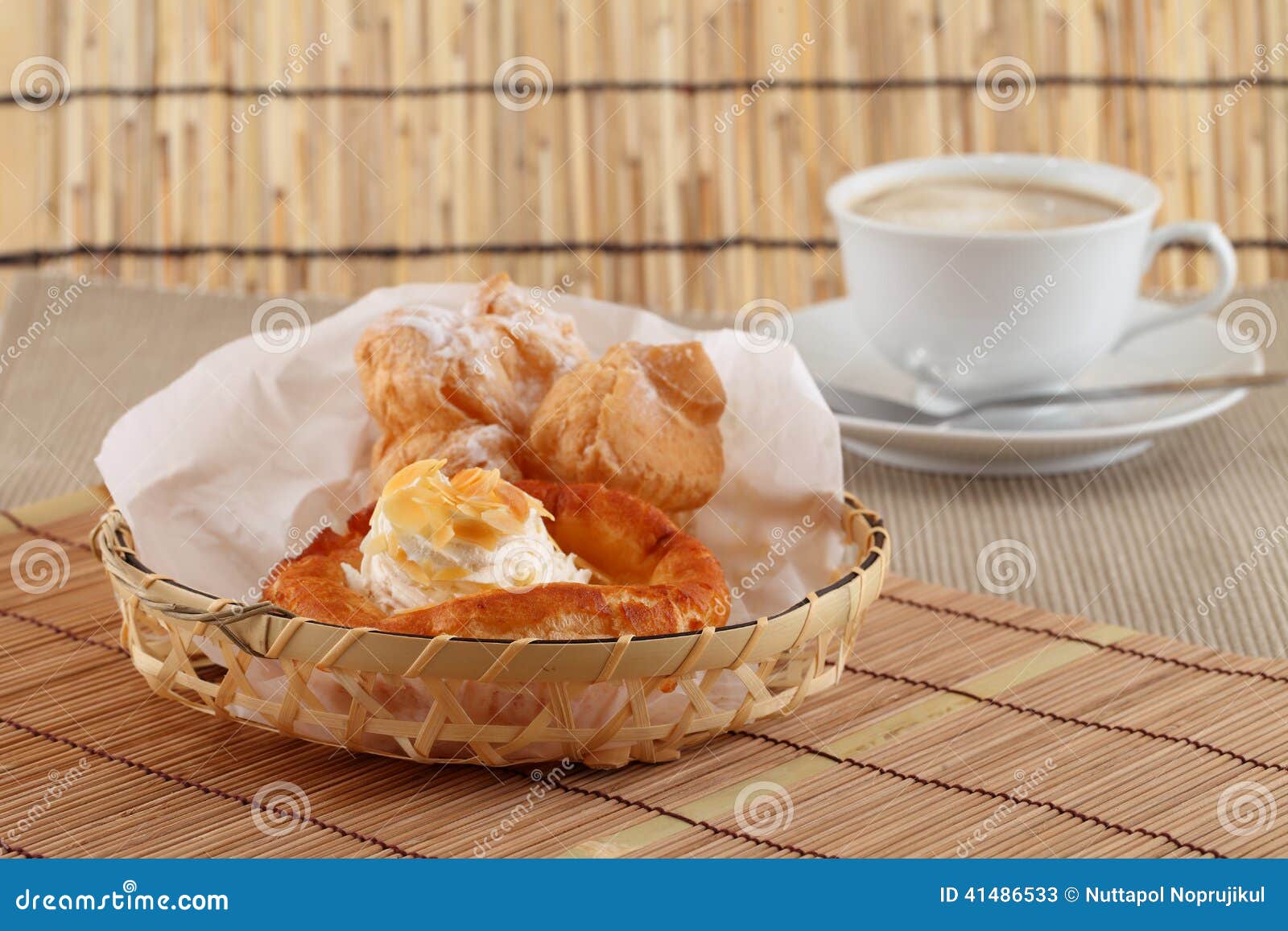 Fresh Bread and the Morning Coffee Stock Image - Image of cater, saucer ...