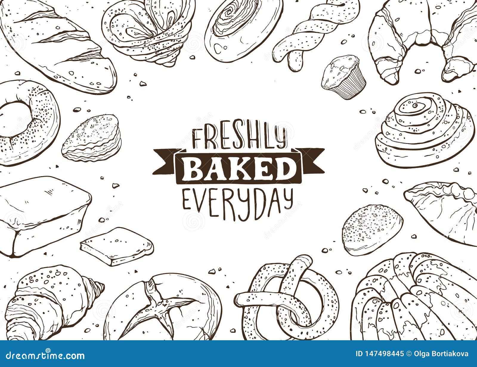 Fresh Bread Poster Vector Ilustration Stock Vector - Illustration of ...