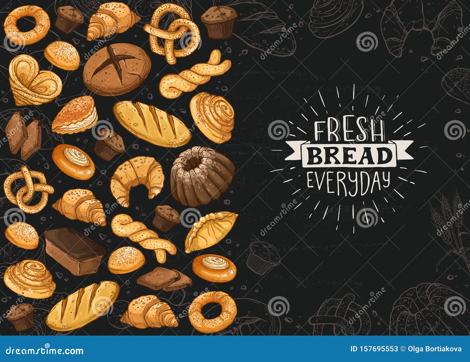 Fresh Bread Poster Vector Ilustration Stock Vector - Illustration of ...
