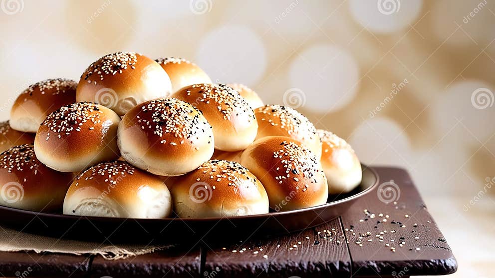 Fresh Bread Rolls on a Plate Stock Image - Image of delicious, baked ...