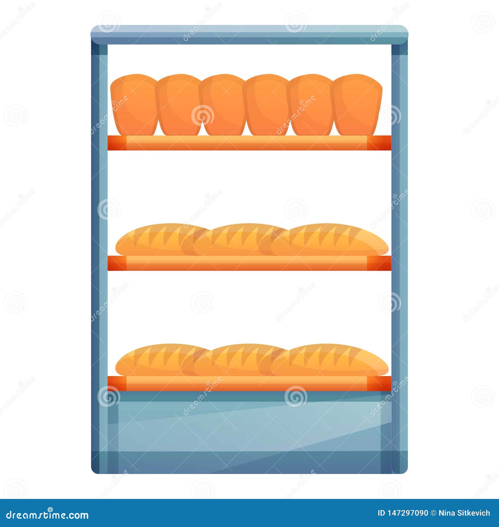 Fresh Bread on Shelf Icon, Cartoon Style Stock Vector - Illustration of ...