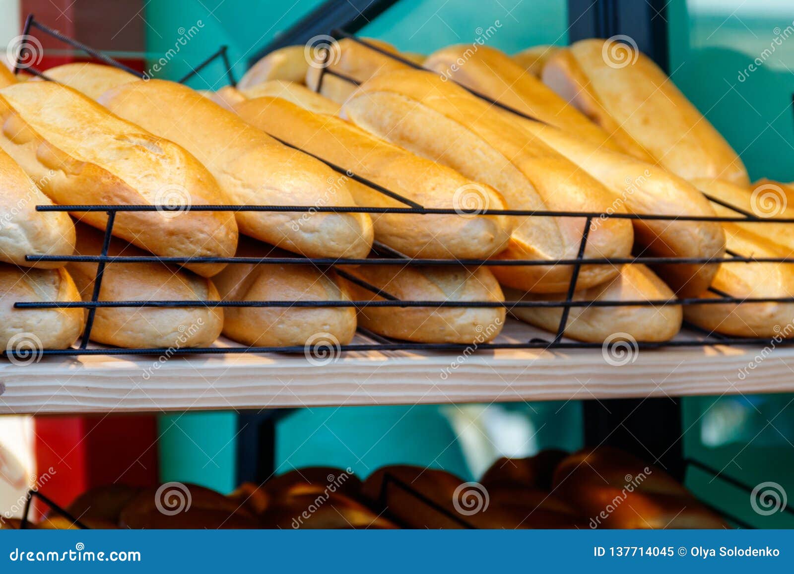 Fresh Bread on the Shelf in Store Stock Image - Image of eating ...