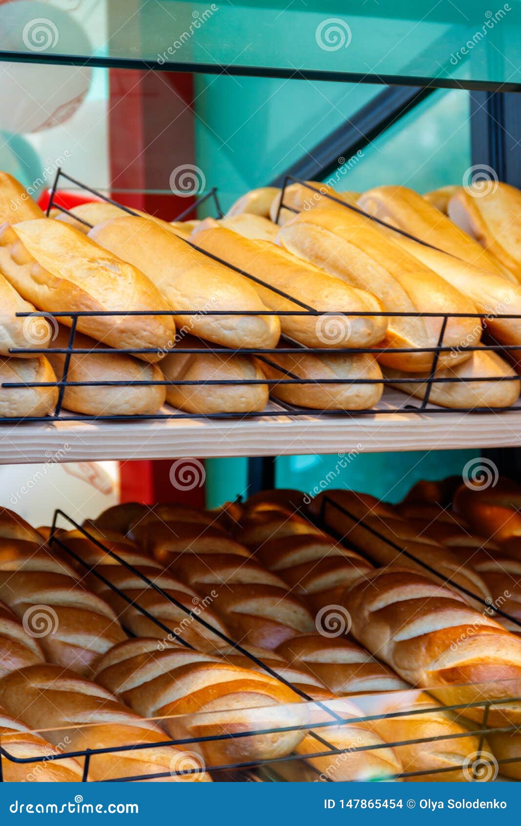Fresh Bread on the Shelf in Store Stock Photo - Image of freshness ...